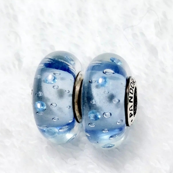 Pandora | Jewelry | Pandora Pair Of Blue Ice Drops Muranos | Poshmark